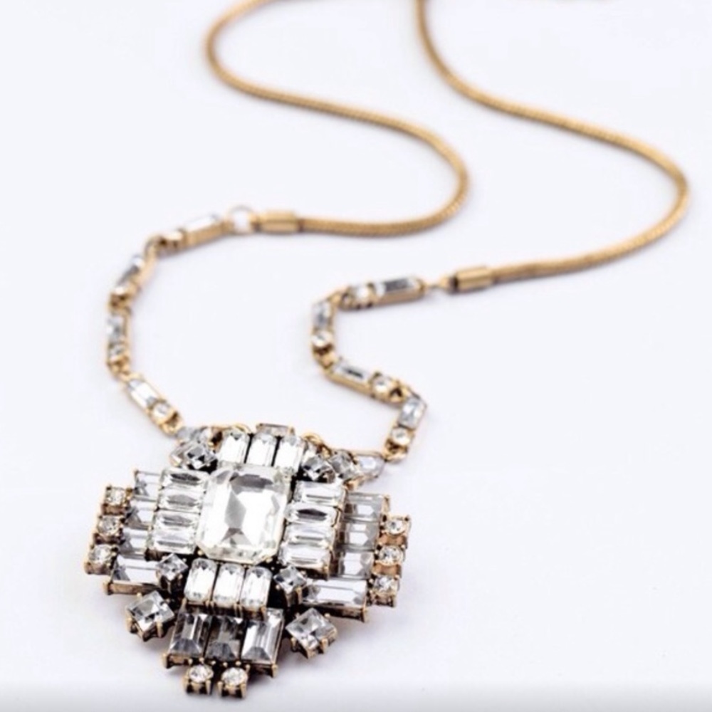 Gorgeous Art Deco Flapper Crystal Medallion Necklace - Gem